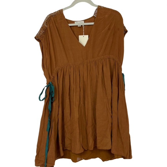See U Soon | Dresses | See U Soon Brown With Green Ties Vneck Short ...